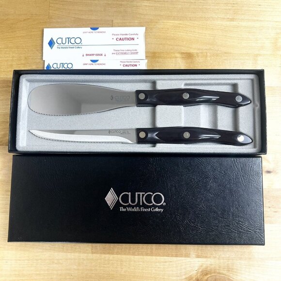 Cutco | Dining | Cutco Knife Box Set 822 Serrated Trimmer 1721 Spatula Spreader 1768 Knives New ...
